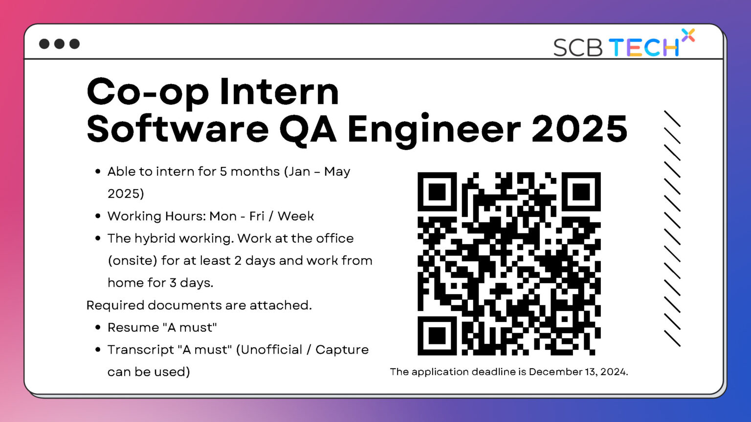 SCB TechX รับสมัครนักศึกษาฝึกงาน – School of Information Technology